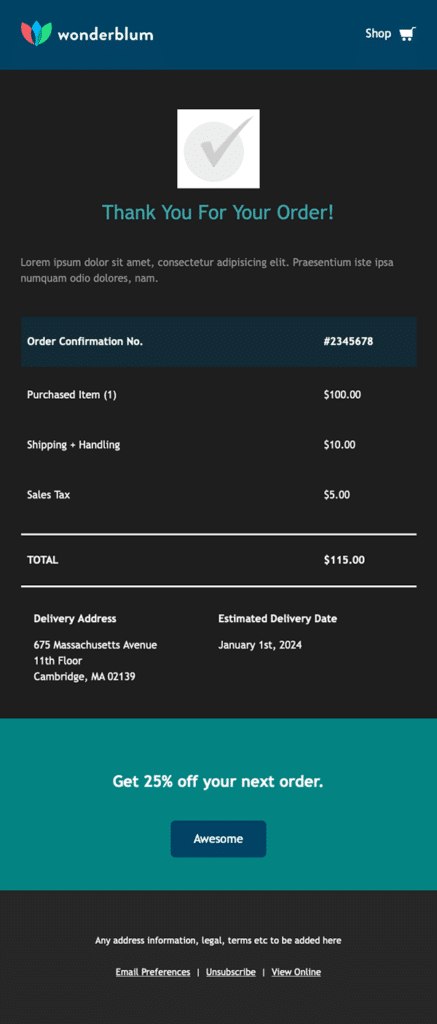 Free Order Confirmation Email Template | Litmus
