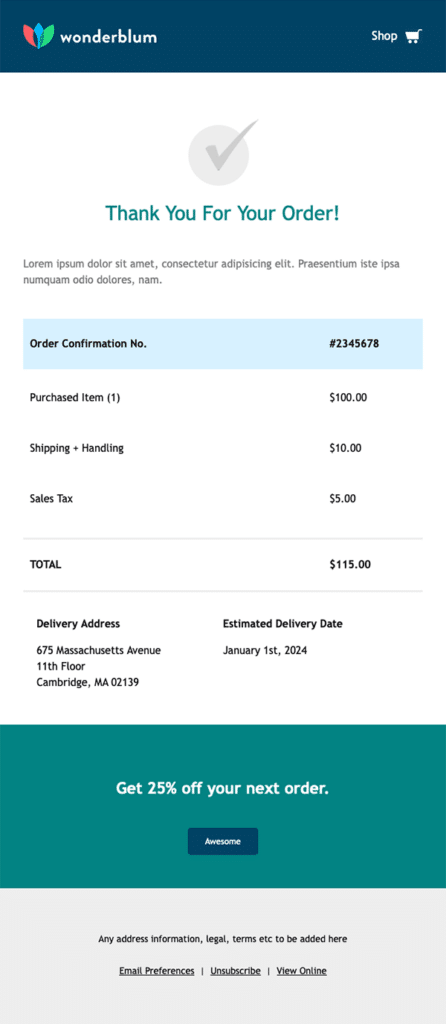 Free Order Confirmation Email Template | Litmus