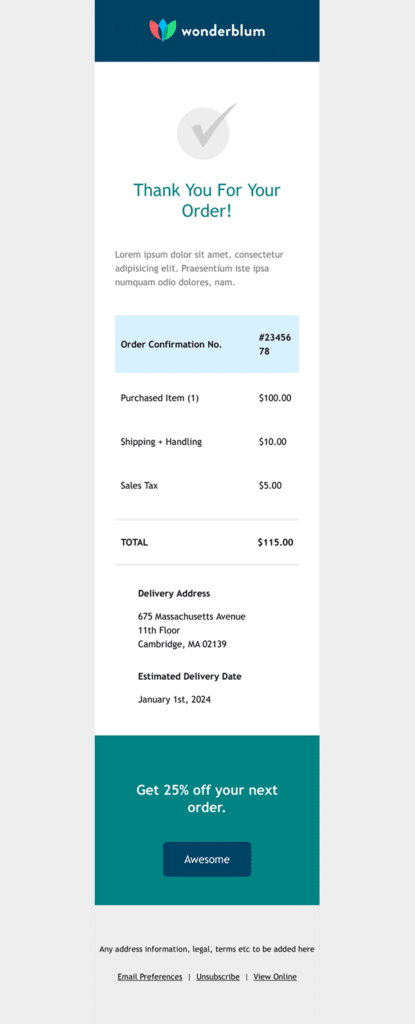 Free Order Confirmation Email Template | Litmus