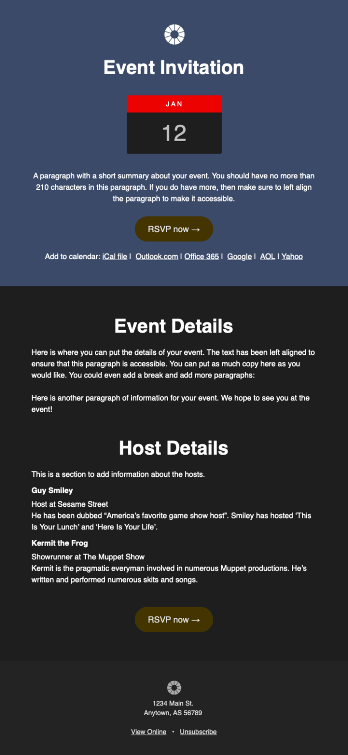 Free Event Invite Email Template | Litmus