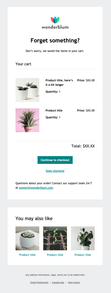 Free Cart Abandon Email Template | Litmus