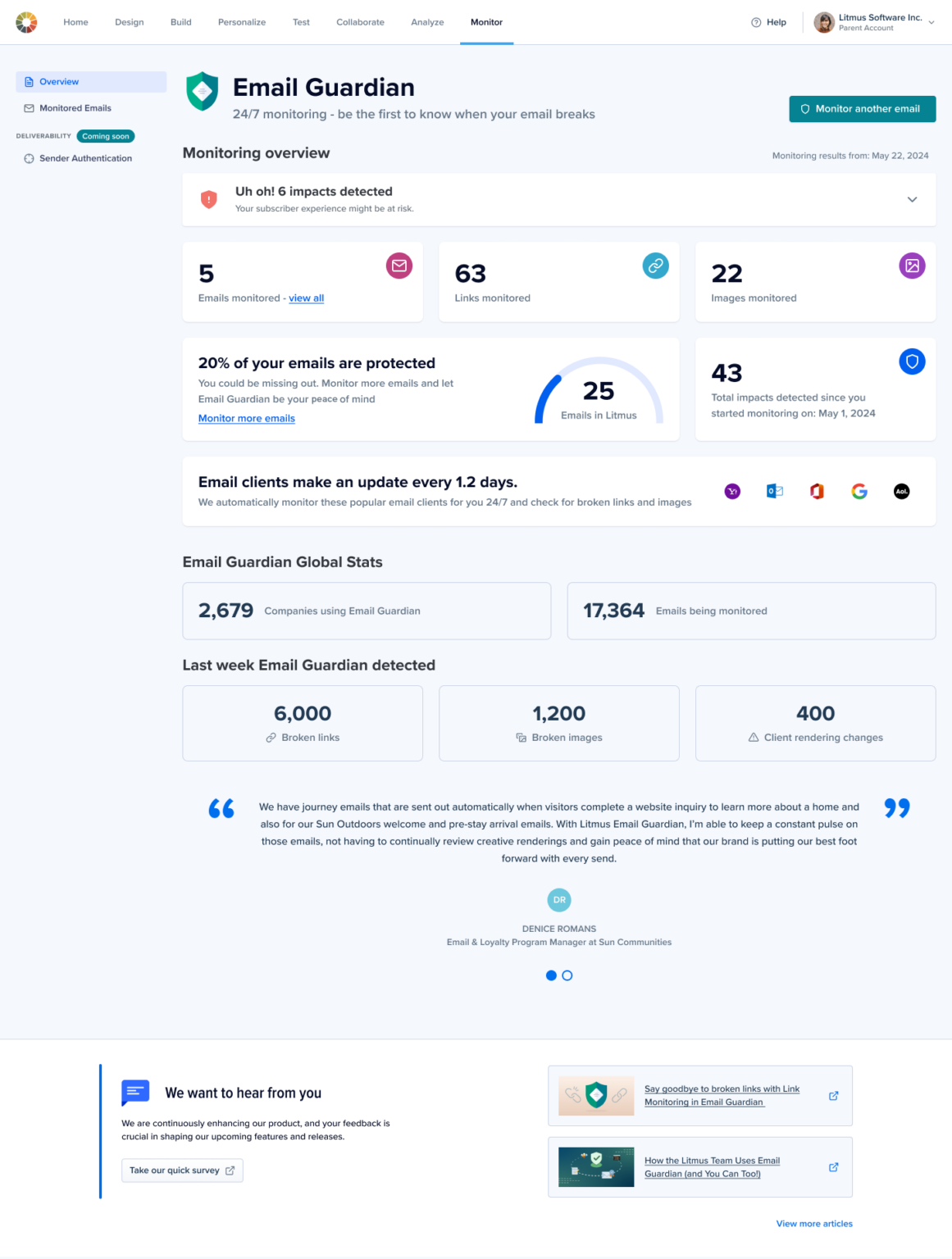 New In Litmus Enhance Your Email Protection Strategy With The New Email Guardian Dashboard Litmus